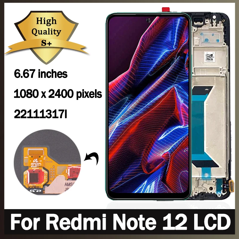 6.67 "Original Para Xiaomi Redmi Note 12 Display Note12 22111317I Tela ...