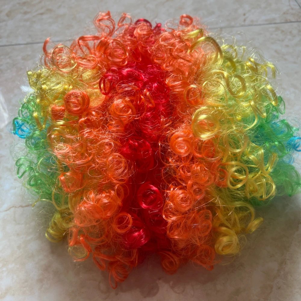 Rainbow-afro-footballfans-wig-Cosplay-afro-clown-wig-Hilarious-clown ...