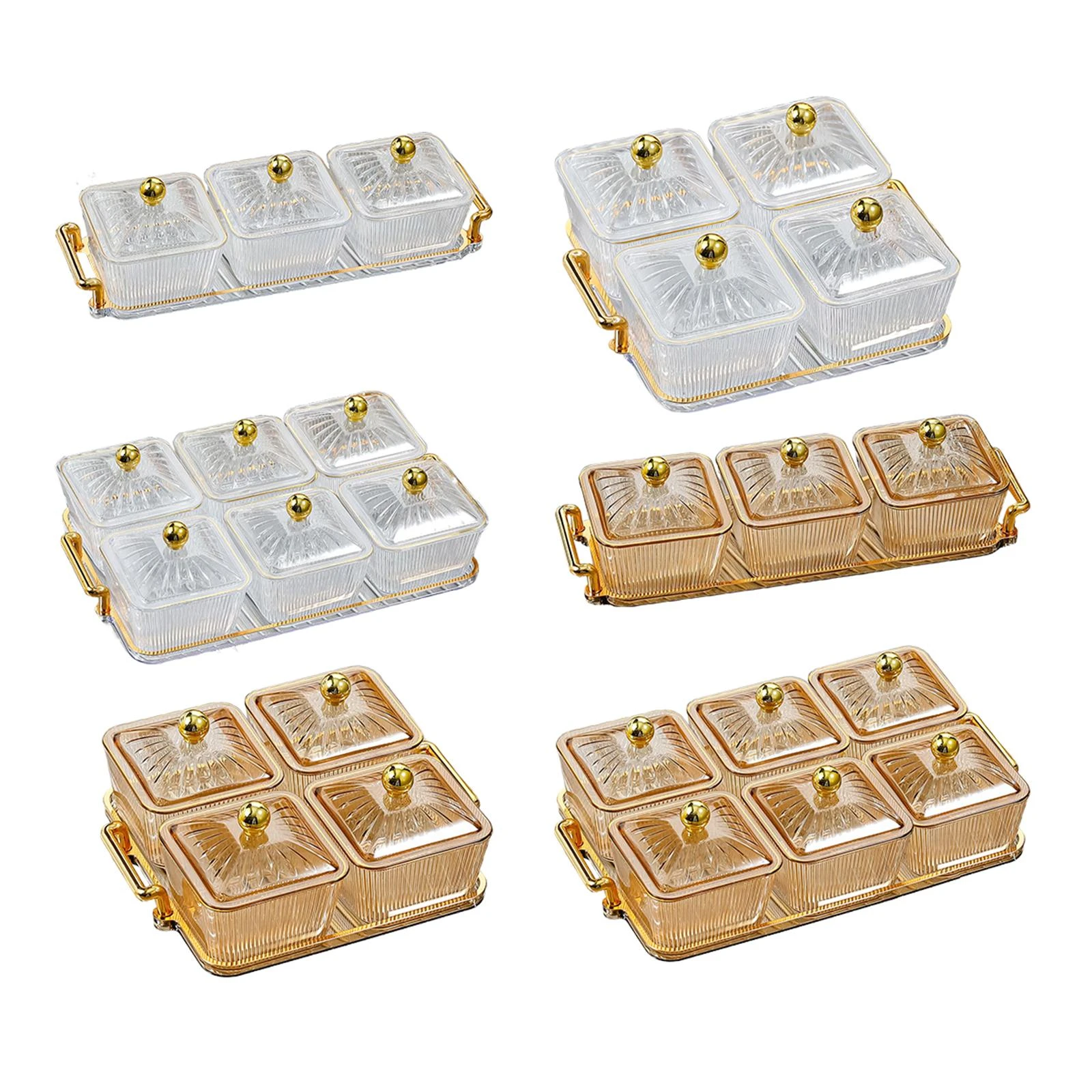 Luxury Appetizer Serving Tray Divided with Lids Condiment Tray for Home ...