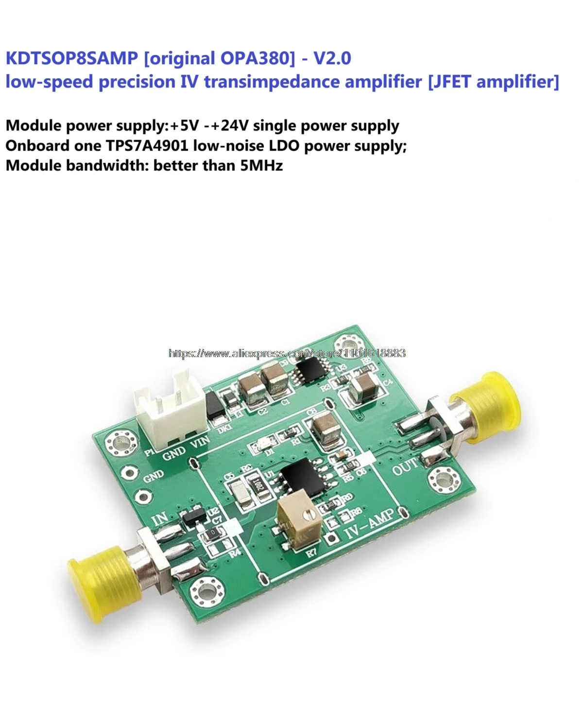 OPA380 Transimpedance Amplifier IV High Speed APD\PIN Photoelectric ...