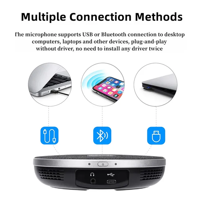 USB Conference Microphone Omnidirectional Tabletop Wireless ...