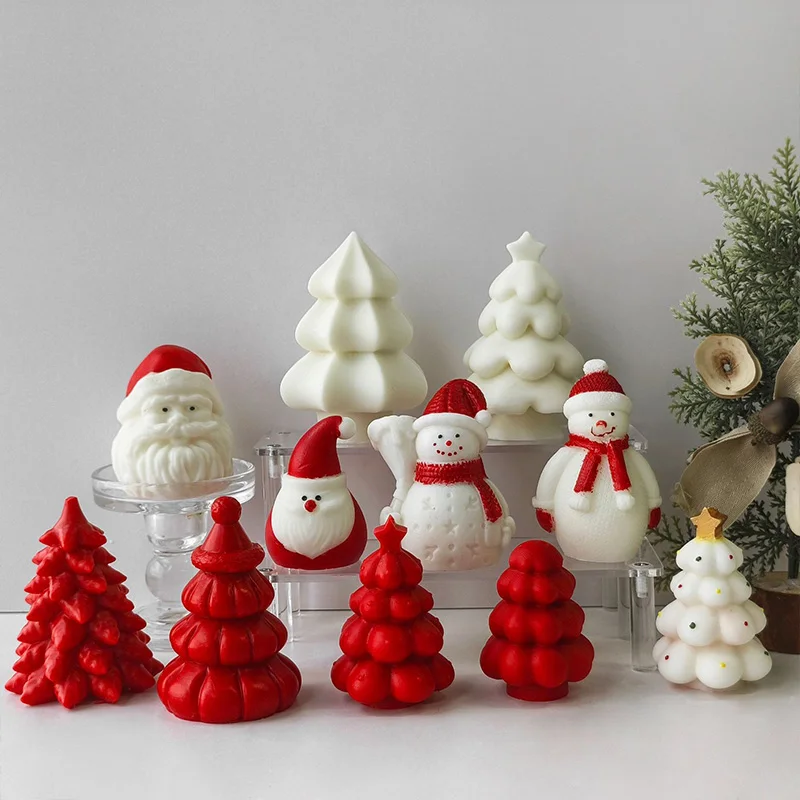 Santa Claus Scented Candle Silicone Mold DIY Christmas Tree Plaster ...
