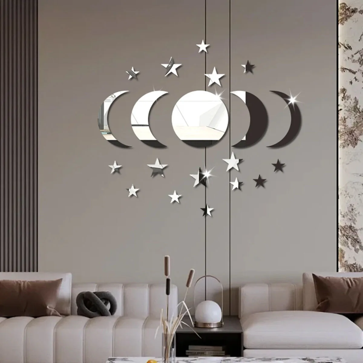 20pcs Acrylic Star Moon Shape Wall Sticker Lenses for Wall Decoration ...