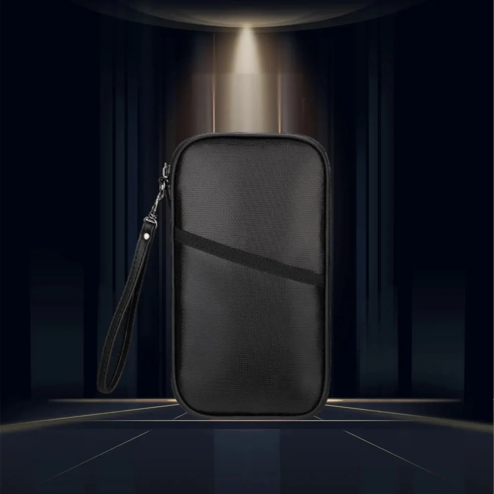 Black-Fireproof-Waterproof-Passport-Case-Portable-Zipper-Passport-Case ...