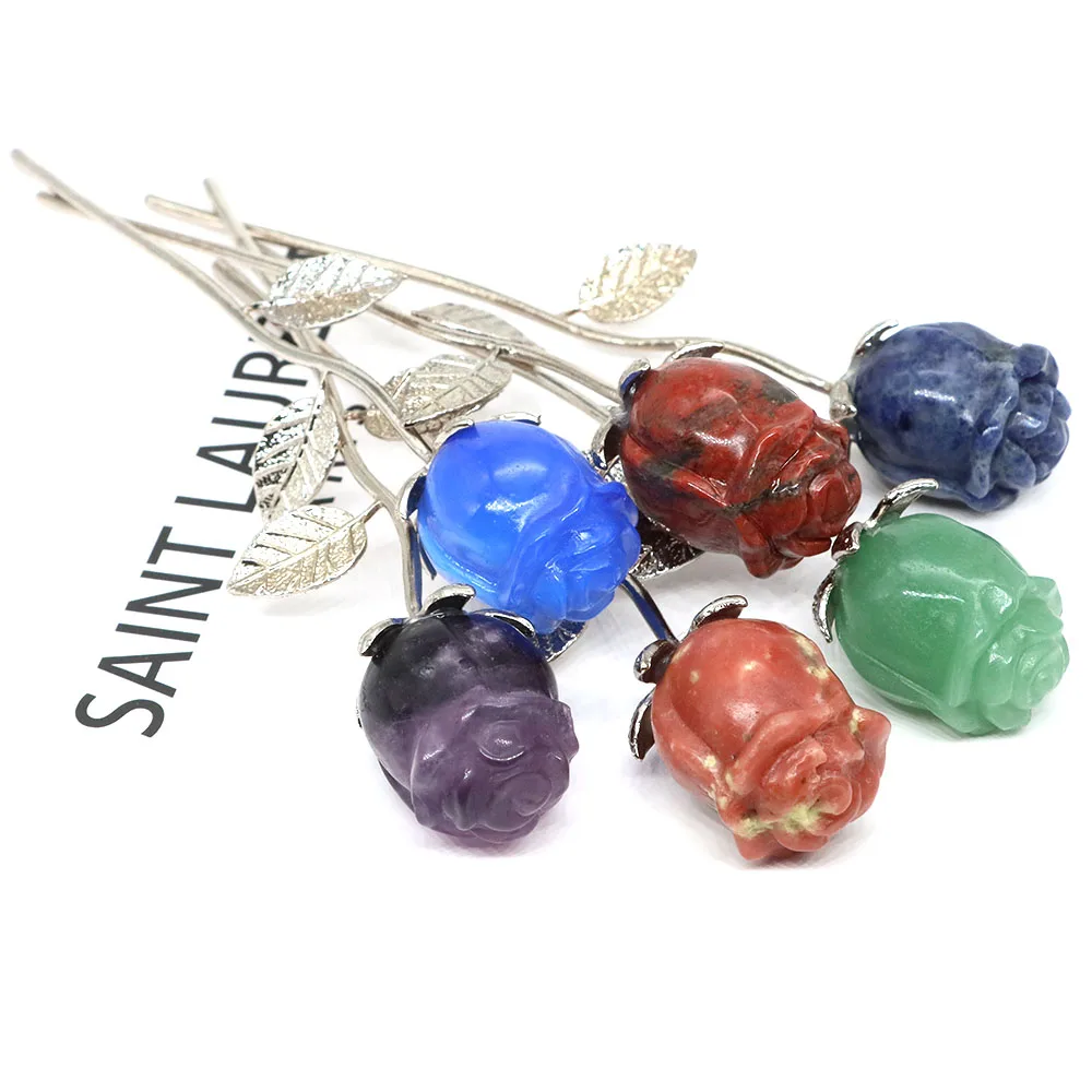 Rose-Flower-for-Girlfriend-Natural-Stone-Healing-Crystal-Carved-Gem ...