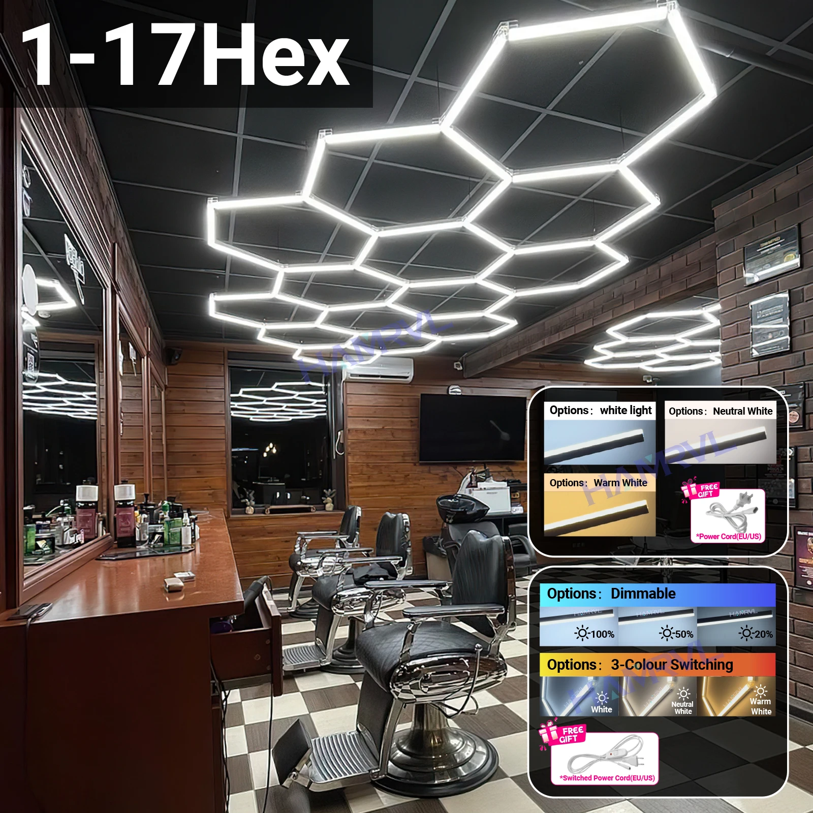 Hexagon LED Panel Light 3000K-6000K Adjustable Color Temperature ...