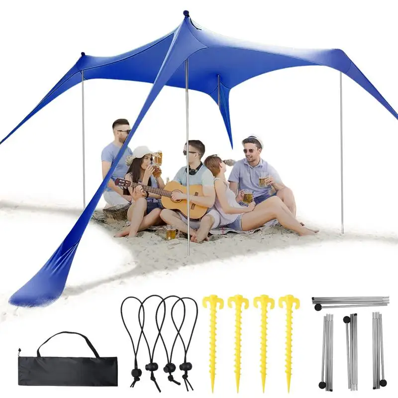 Family-Beach-Canopy-Large-Beach-Sunshade-Tent-With-Stability-Poles ...