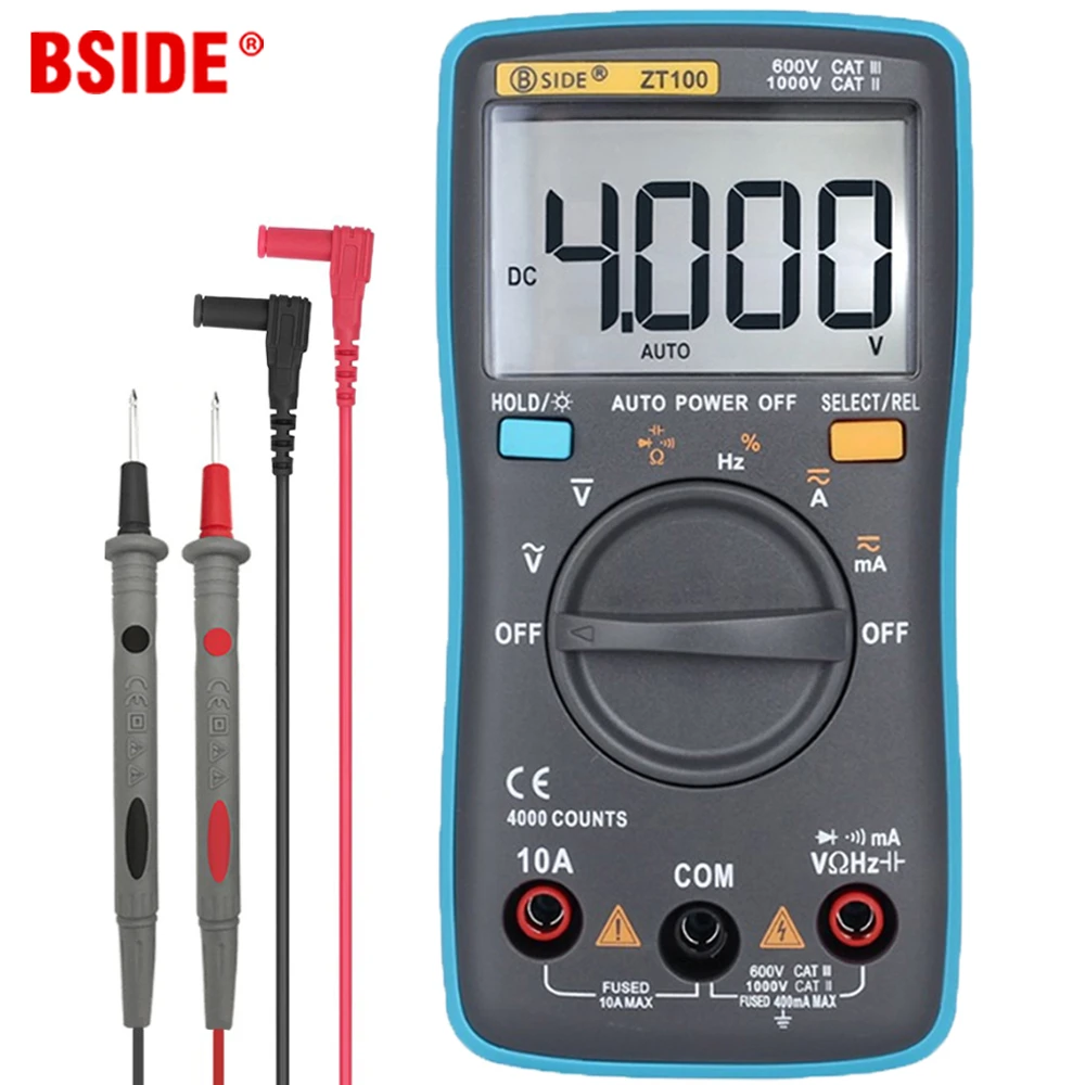 Multímetro Digital ZT100 4000 recuentos DC/AC voltaje corriente ...