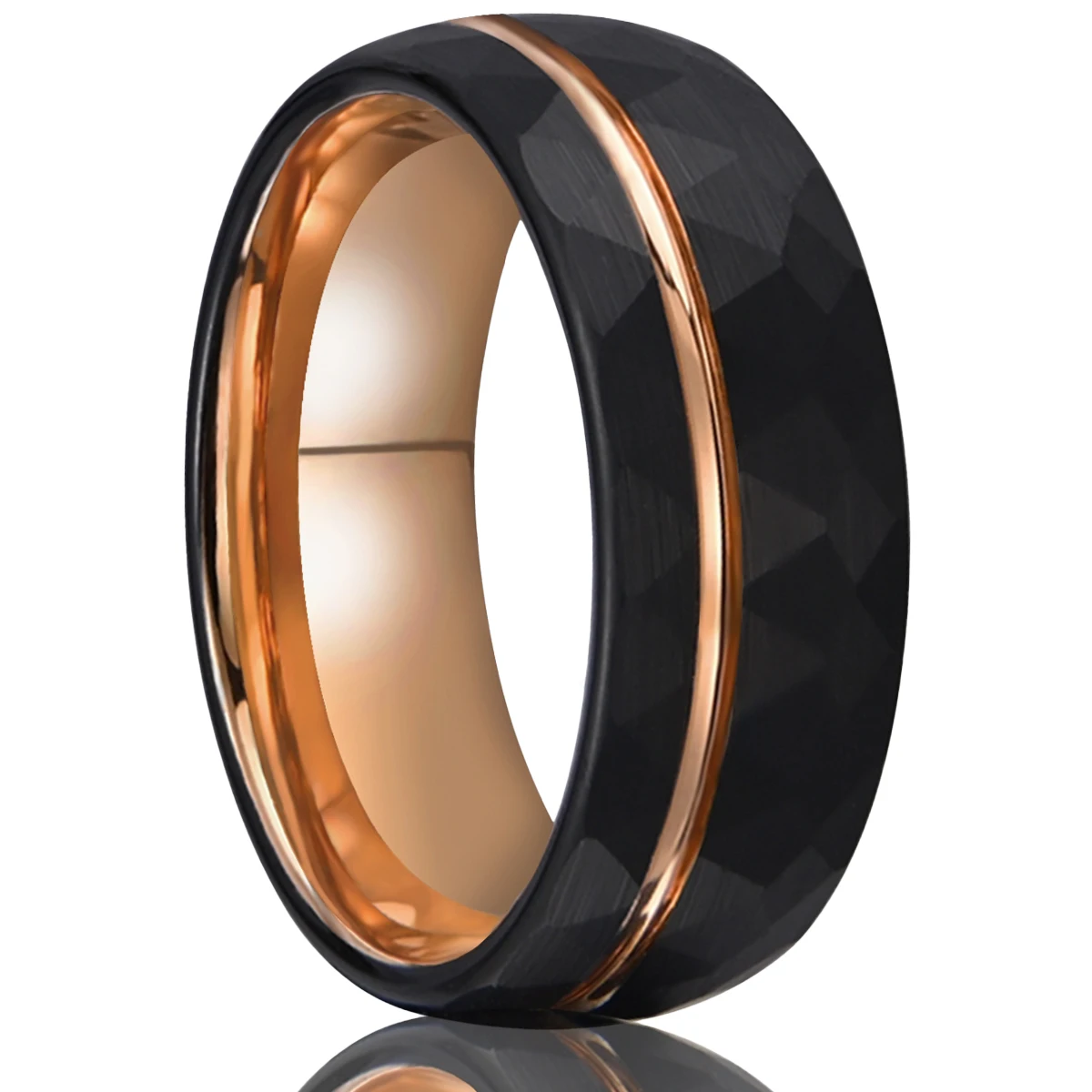 Black-Tungsten-Carbide-Ring-Luxury-Couple-Wedding-Ring-8mm-Hammered ...