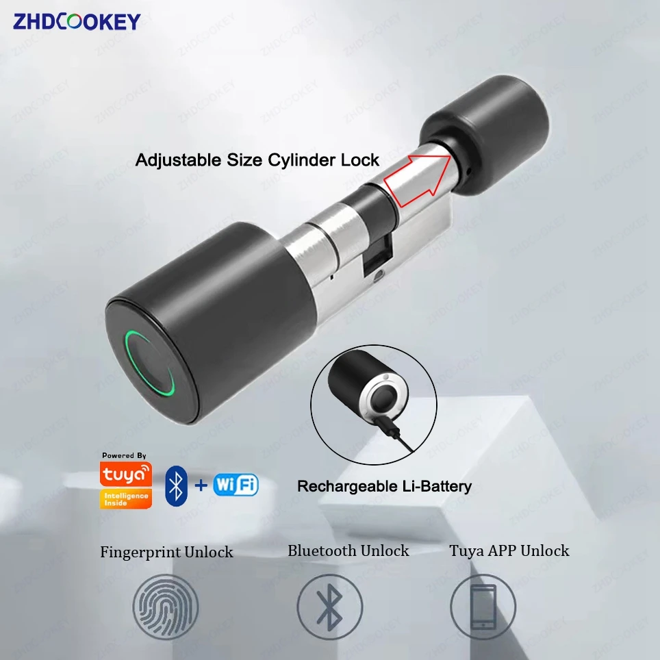 Electronic-Cylinder-Lock-Tuya-90mm-Adjustable-Size-Fingerprint ...