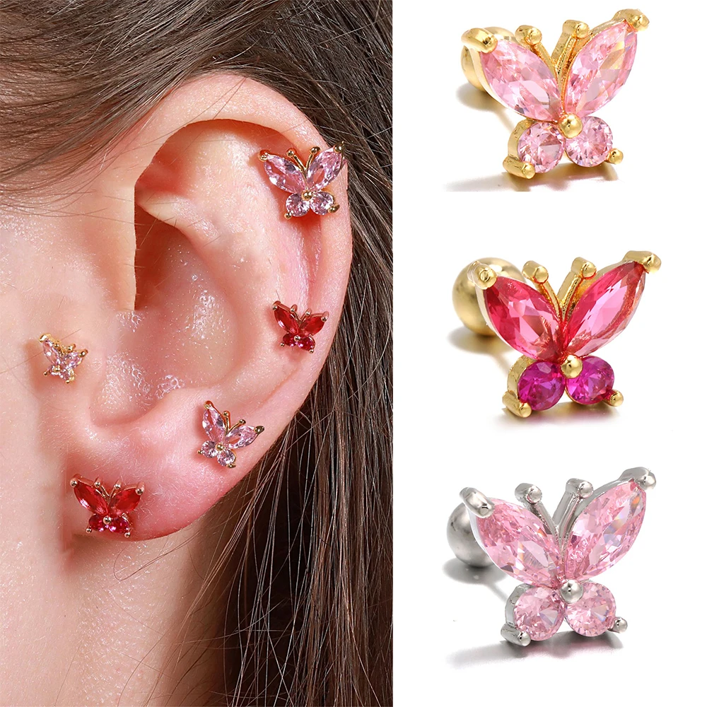 1PC-Korean-Stainless-Steel-Mini-Zircon-Butterfly-Minimal-Ear-Studs ...