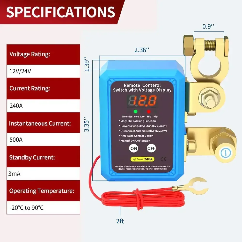 Car Battery Battery Shut Off Switch 12V 240A Cut Off Kill Switch With ...
