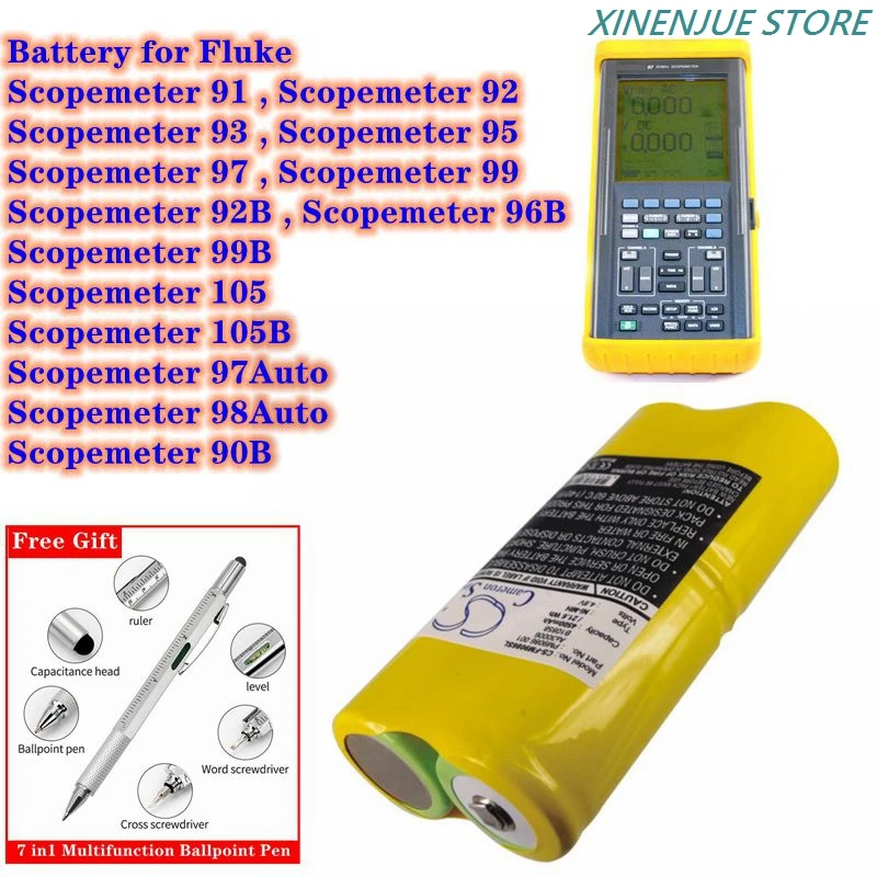측량, 테스트 배터리 4.8V, 4500mAh PM9086, Fluke Scopemeter 105, 105B, 90B, 91 ...