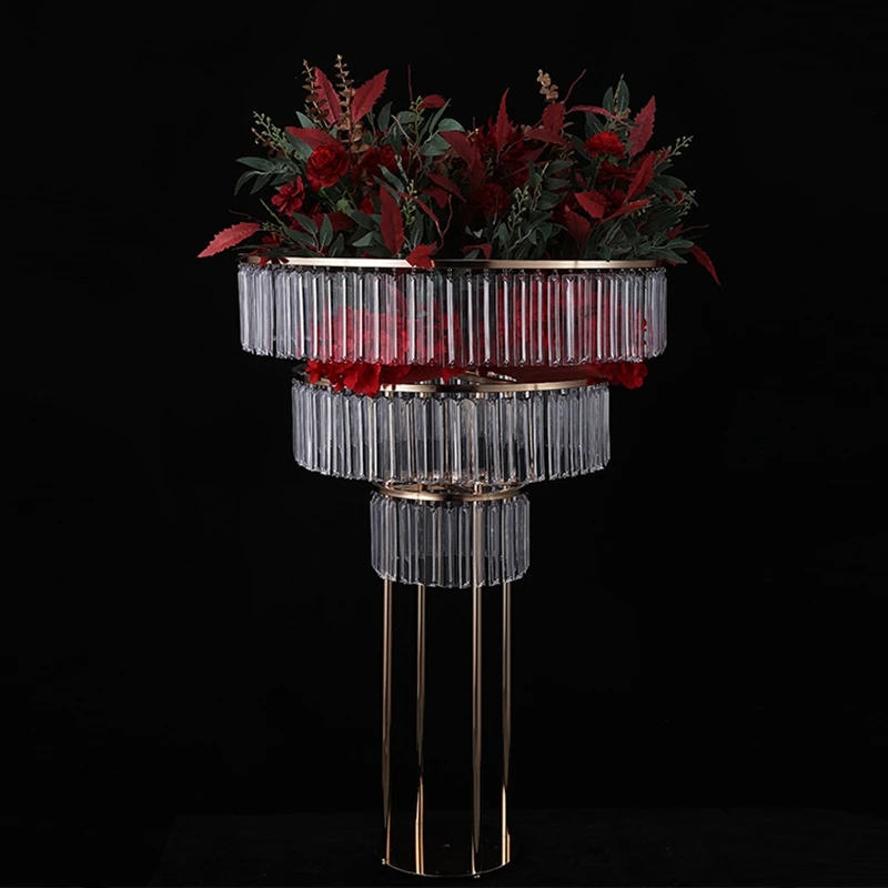2-10pcs-New-Acrylic-Crystal-three-layers-Flower-Rack-golden-arch-Stand ...