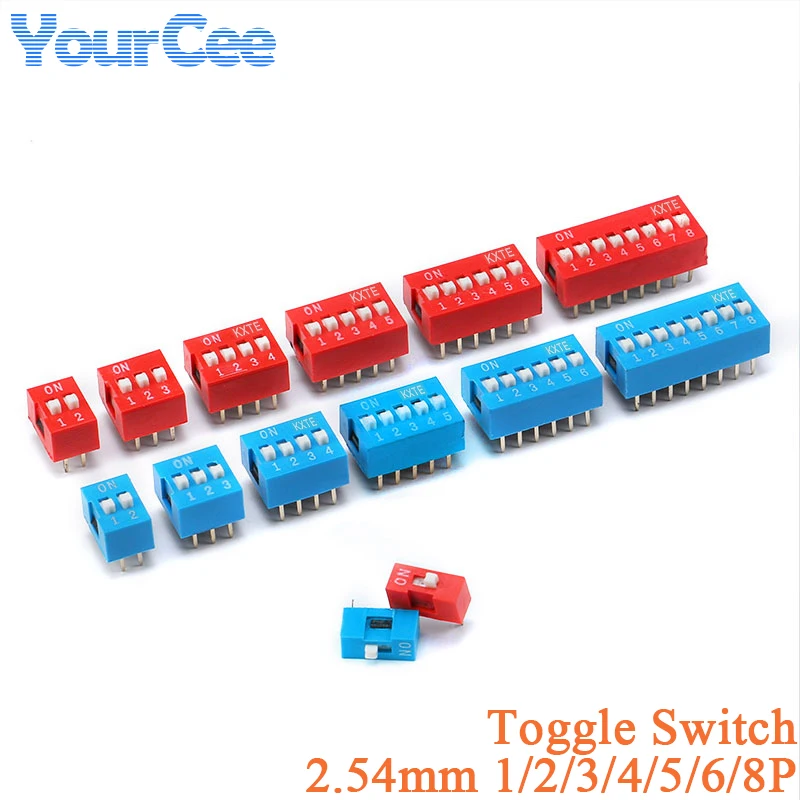 10PCS/Lot Toggle Switch 1P 2 3 4 5 6 8 Bit Pin DIP Switch Spacing 2 ...