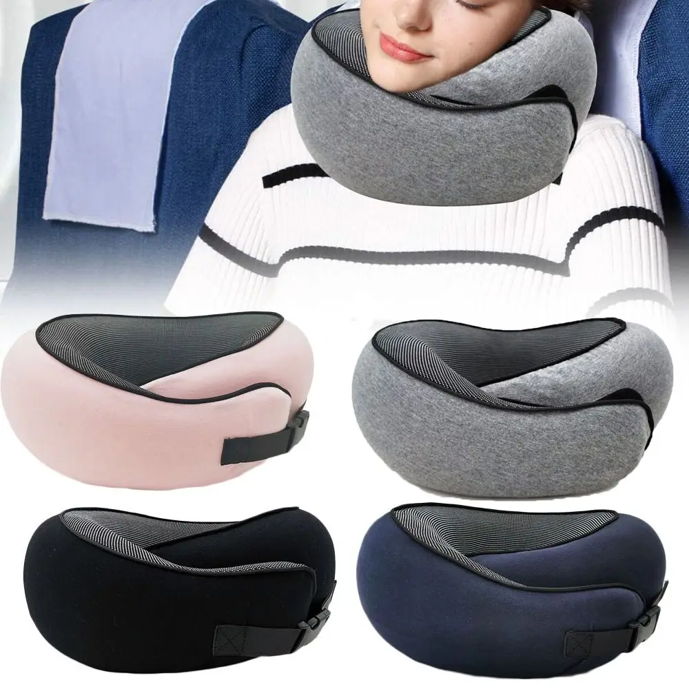 Travel-Neck-Pillow-Memory-Foam-U-shaped-Pillow-Portable-Adjustable-Soft ...