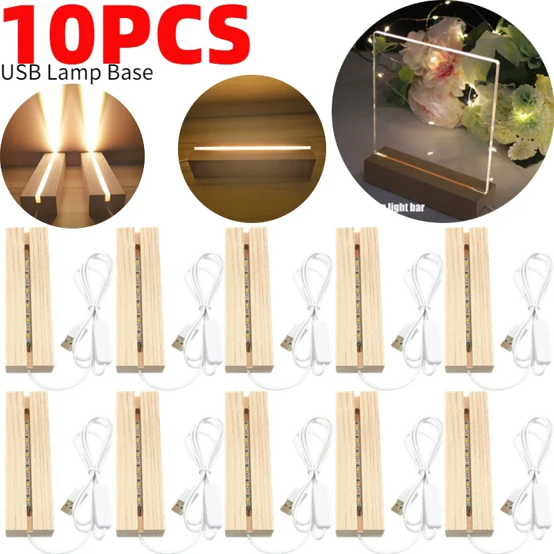 Support-LED-Wood-Light-Base-Rectangle-USB-Wooden-Lamp-Base-Stand-Photo ...