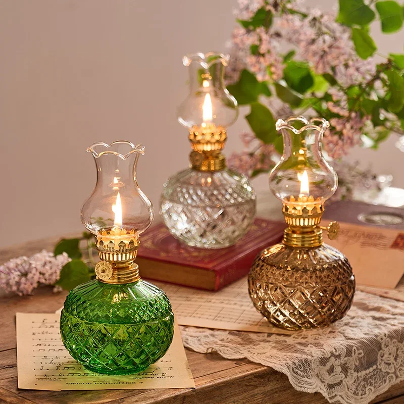 Rustic Large Oil Lamp Vintage Glass Lamp Antique Oil Lamps for Indoor ...