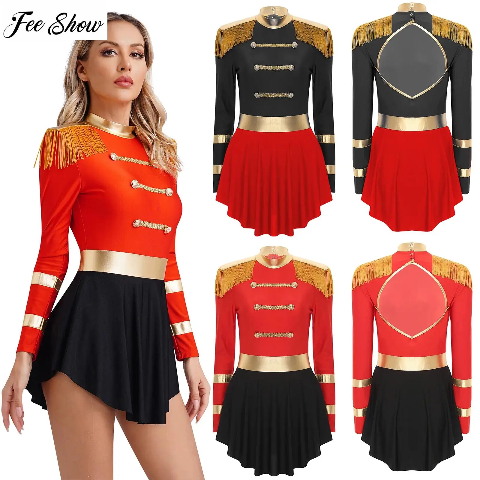 Womens-Ringmaster-Bodysuit-Dress-for-Halloween-Fringe-Shoulder-Boards ...