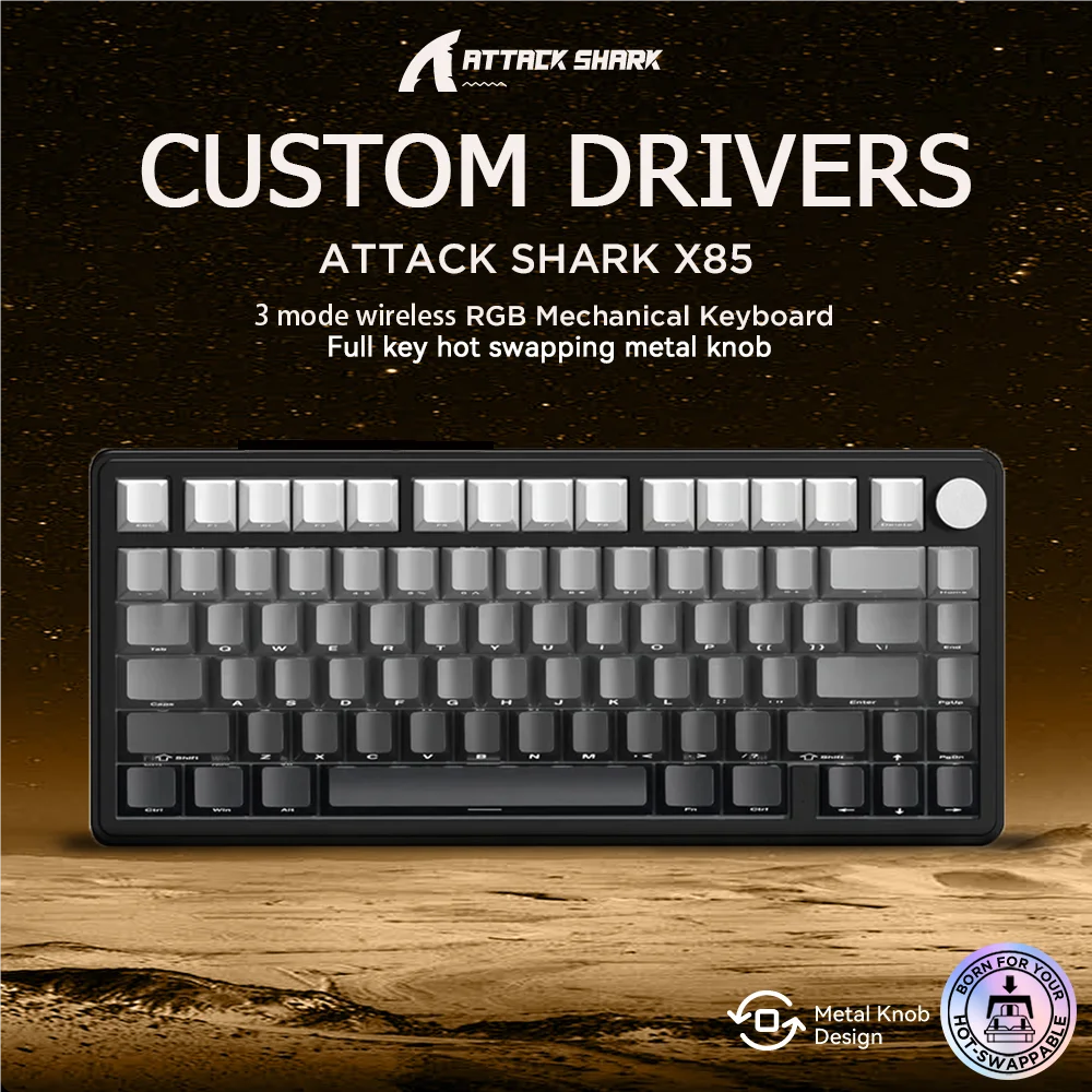ATTACK-SHARK-Teclado-mec-nico-X85-dispositivo-con-Bluetooth-trimodo-2-4G-efectos-RGB-pantalla ...