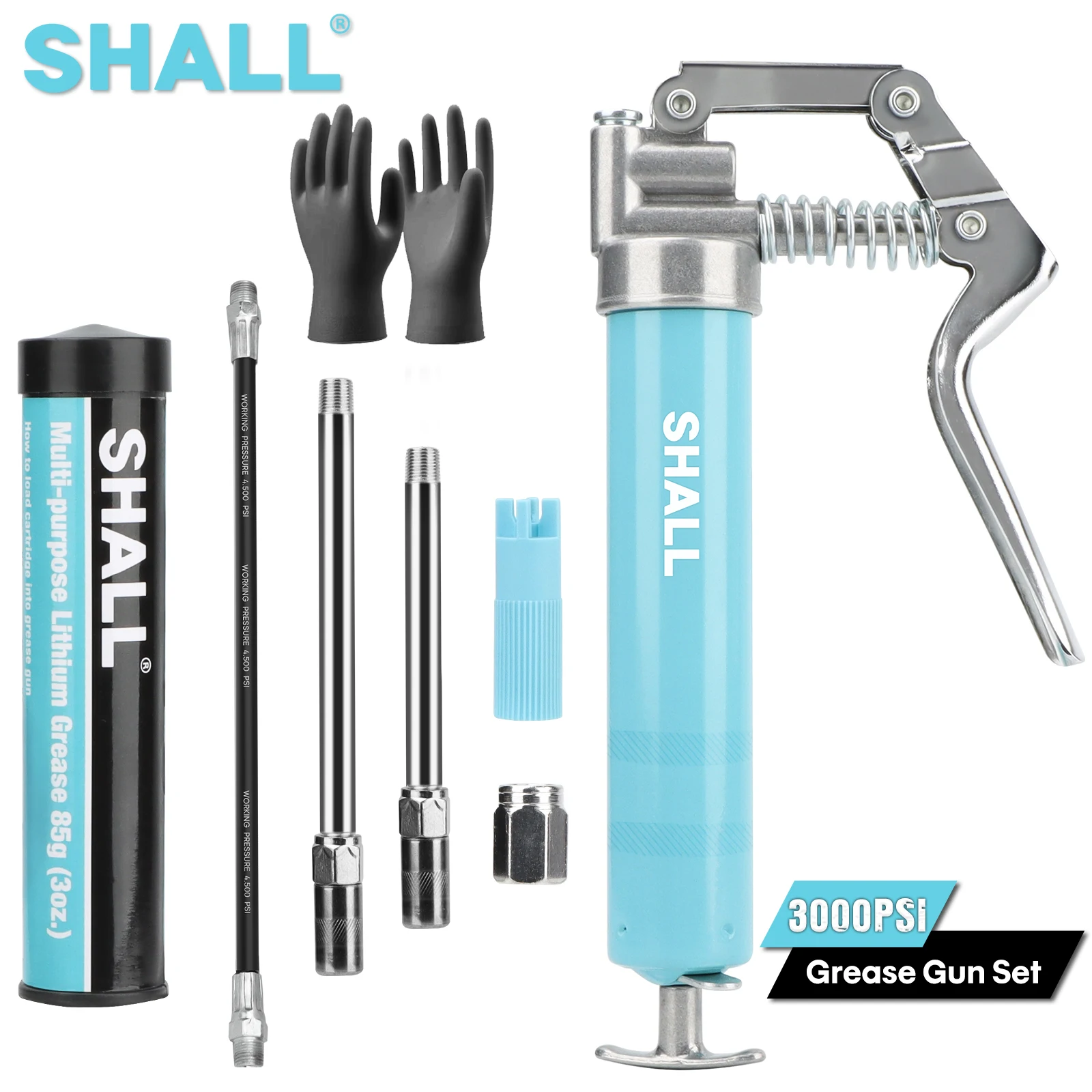 SHALL-Small-Grease-Gun-Kit-85g-Capacity-3000-PSI-Mini-Grease-Gun ...