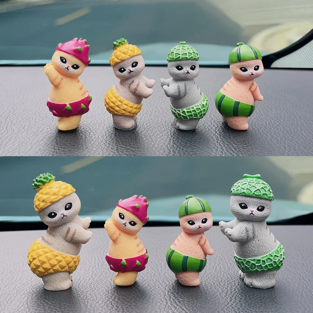 Creative-Fruit-Dance-Cat-Car-ornaments-Resin-Craft-Desktop-Home-Auto ...