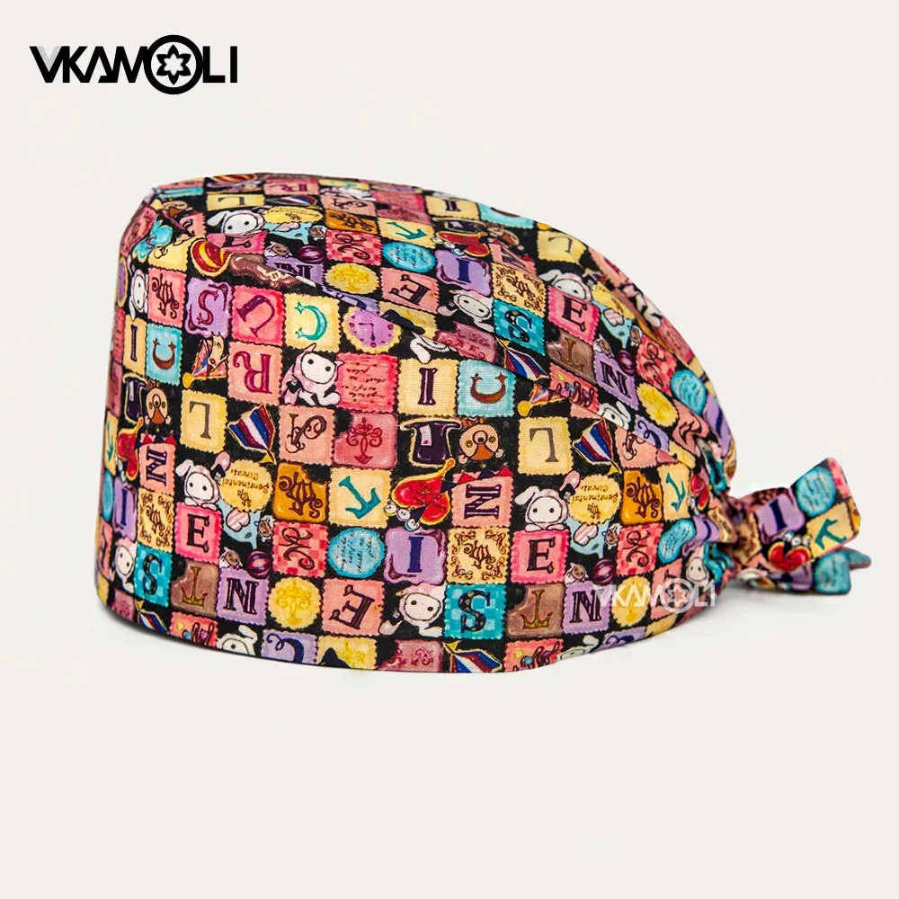 adjustable Personalized scrubs hats print medical caps dental clinic ...