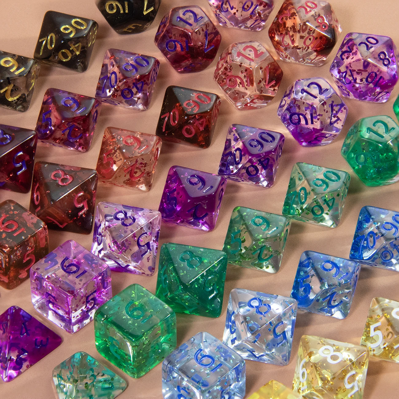 Polyhedral-Dice-Set-Transparent-D-D-Dices-with-Glitter-Effect-for-Board ...