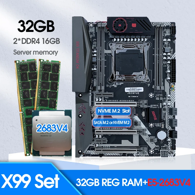 Jingyue X99 D4 Motherboard Kit With E5 2683 V4 Processor Cpu Lga 2011 3