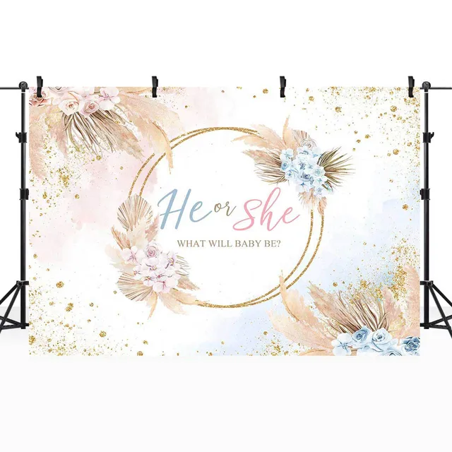 Mocsicka Bohemian Gender Reveal Background Boho Flower Blue and Pink ... Mocsicka Bohemian Gender Reveal Background Boho Flower Blue and Pink ...