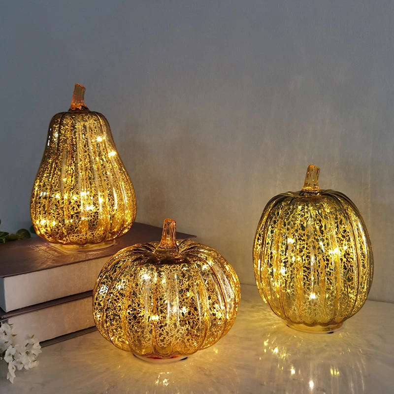 Battery Operated Halloween Pumpkin Lantern Glass Pumpkin Light ...