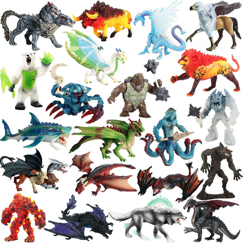New Original Savage Dinosaurs Myth Dragon Animals Model Fire Bull ...