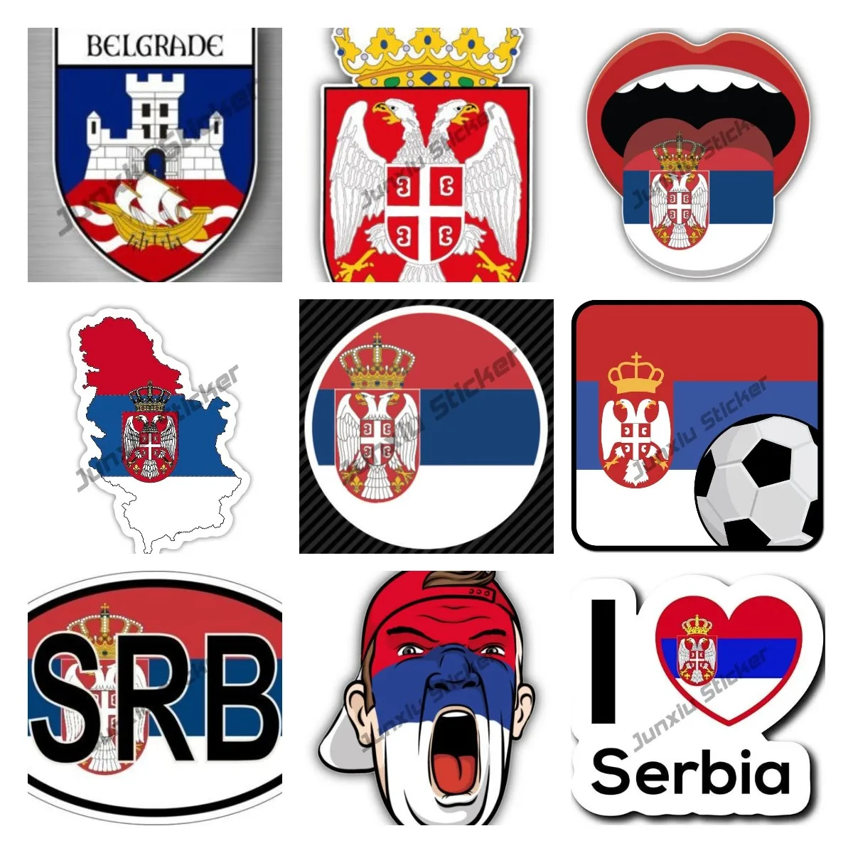 Creative Serbia Map Flag Car Sticker Serbia Country Code SRB Shield PVC ...
