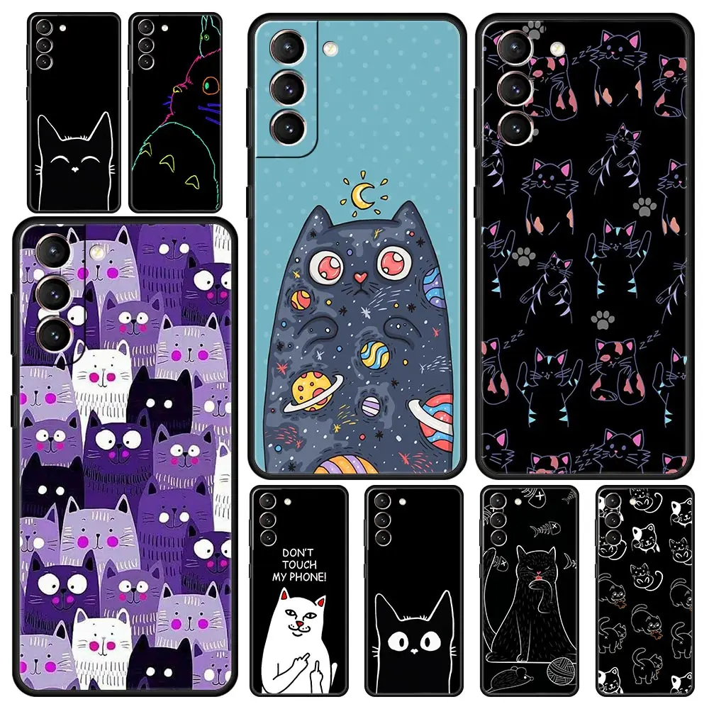 Fashion-Cute-Cat-Aesthetics-Phone-Case-For-Samsung-Galaxy-S24-S23-S22 ...