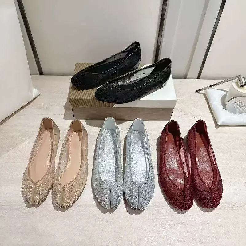 Ladies Shoes Flat Bottom Retro Split-toe Shoes Split-toe Round Head ...