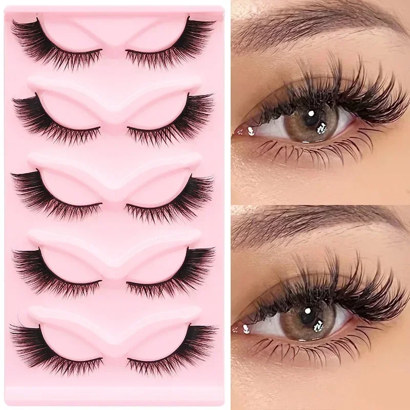 New Cat-Eye 3D Mink Eyelashes Curled Winged Natural Realistic Messy End ...