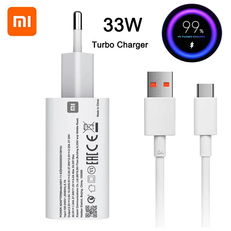 Original-Xiaomi-Turbo-Fast-33W-Charger-Travel-Wall-Adapter-6A-Usb-Cable ...
