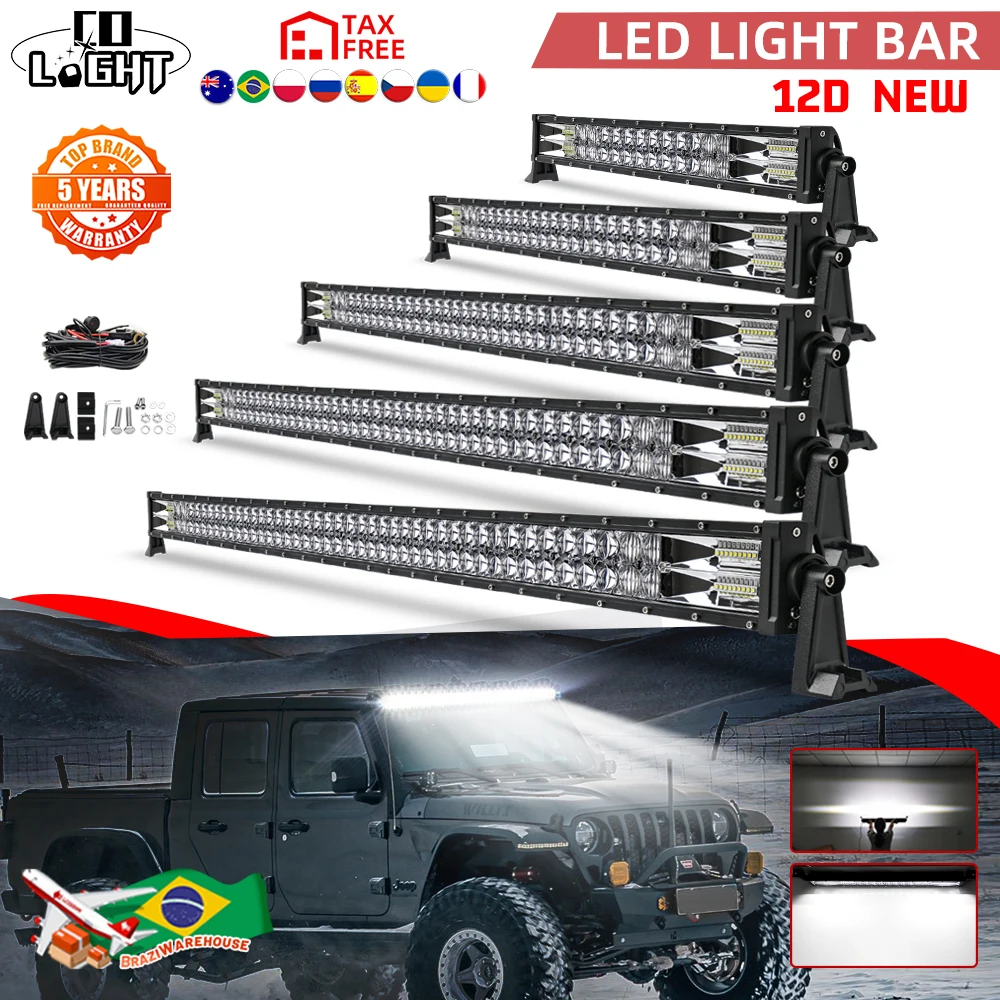 CO-LIGHT-Spot-Flood-Combo-2-Rows-Led-Light-Bar-Curved-Off-Road-Lights ...
