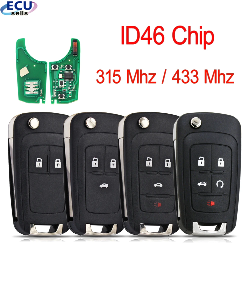쉐보레 크루즈 세일 올랜도 말리부 아베오 스파크용 자동차 원격 키, ID46 칩 자동 스마트 제어 플립 키, 315 MHz, 433 MHz| | - AliExpress