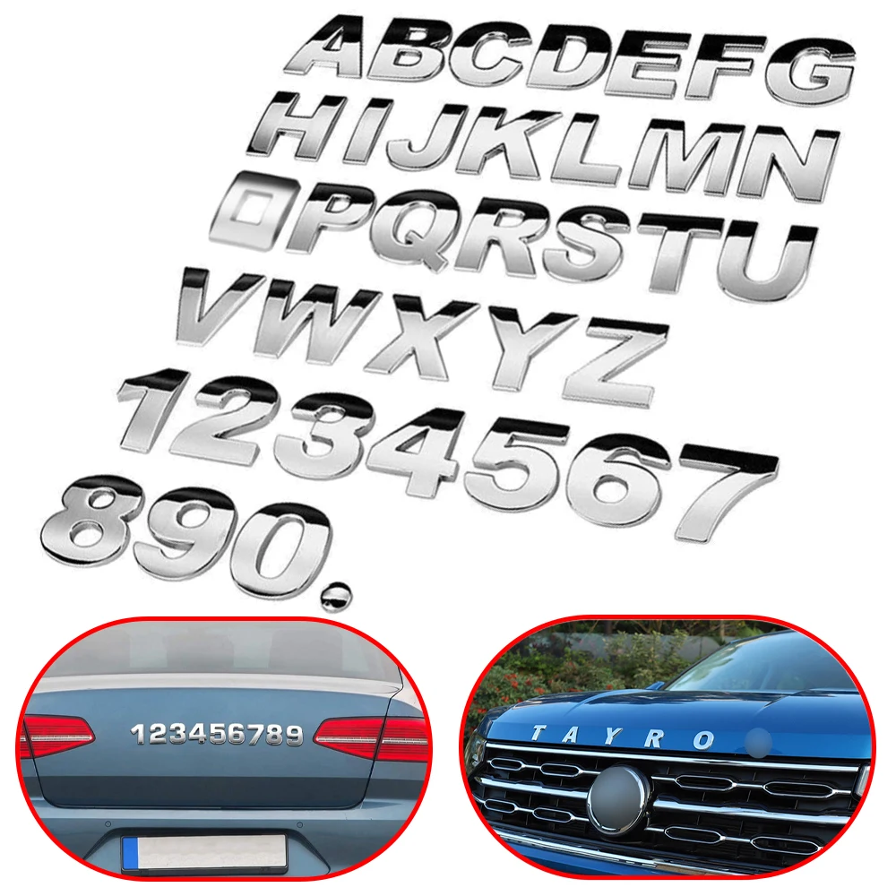 3D-Metal-Alphabet-Silver-Badge-Chrome-Silver-Letters-Numbers-Logo-Car ...