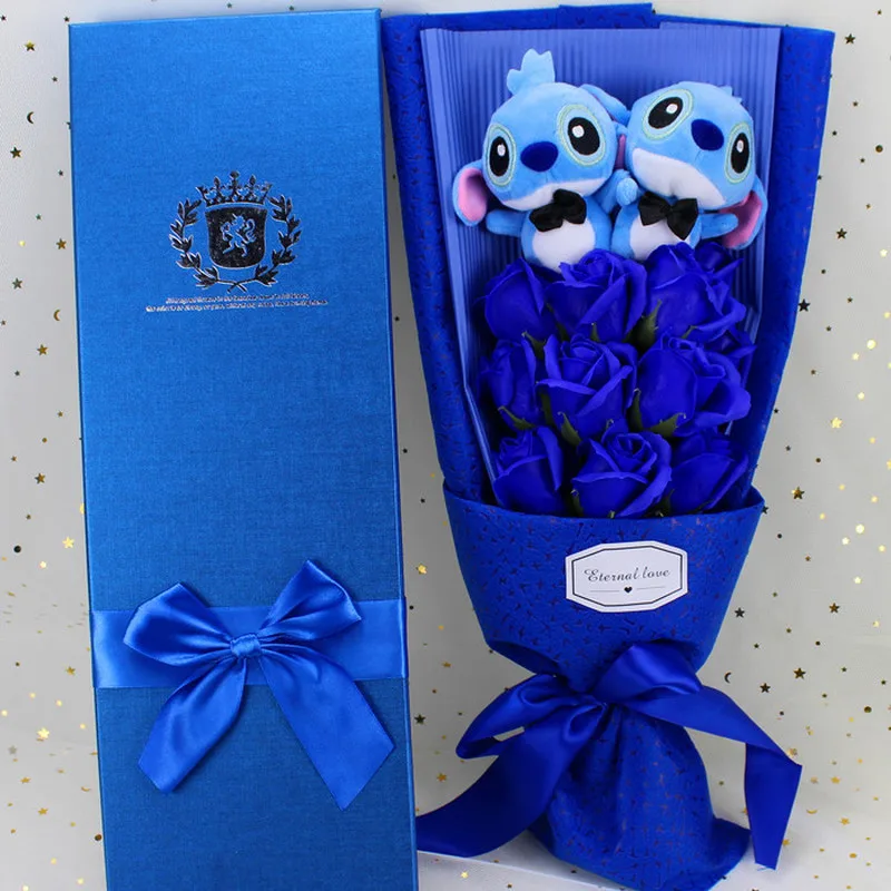 New-In-Stock-Disney-Stitch-Blue-Roses-Flower-Gift-Box-Valentine-S-Day ...