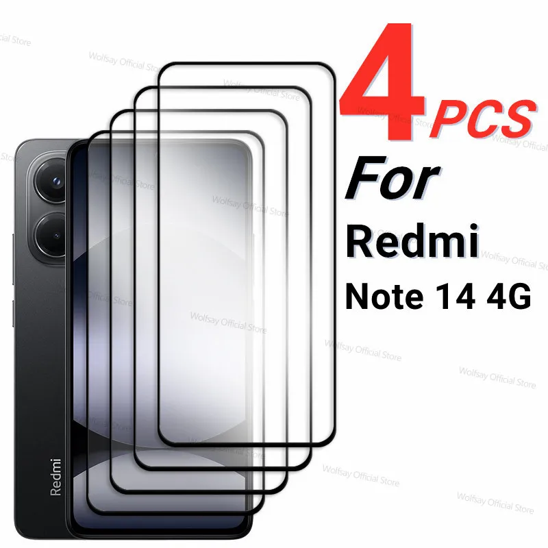 2/4PCS Tempered Glass For Xiaomi Redmi Note 14 4G Screen Protector ...
