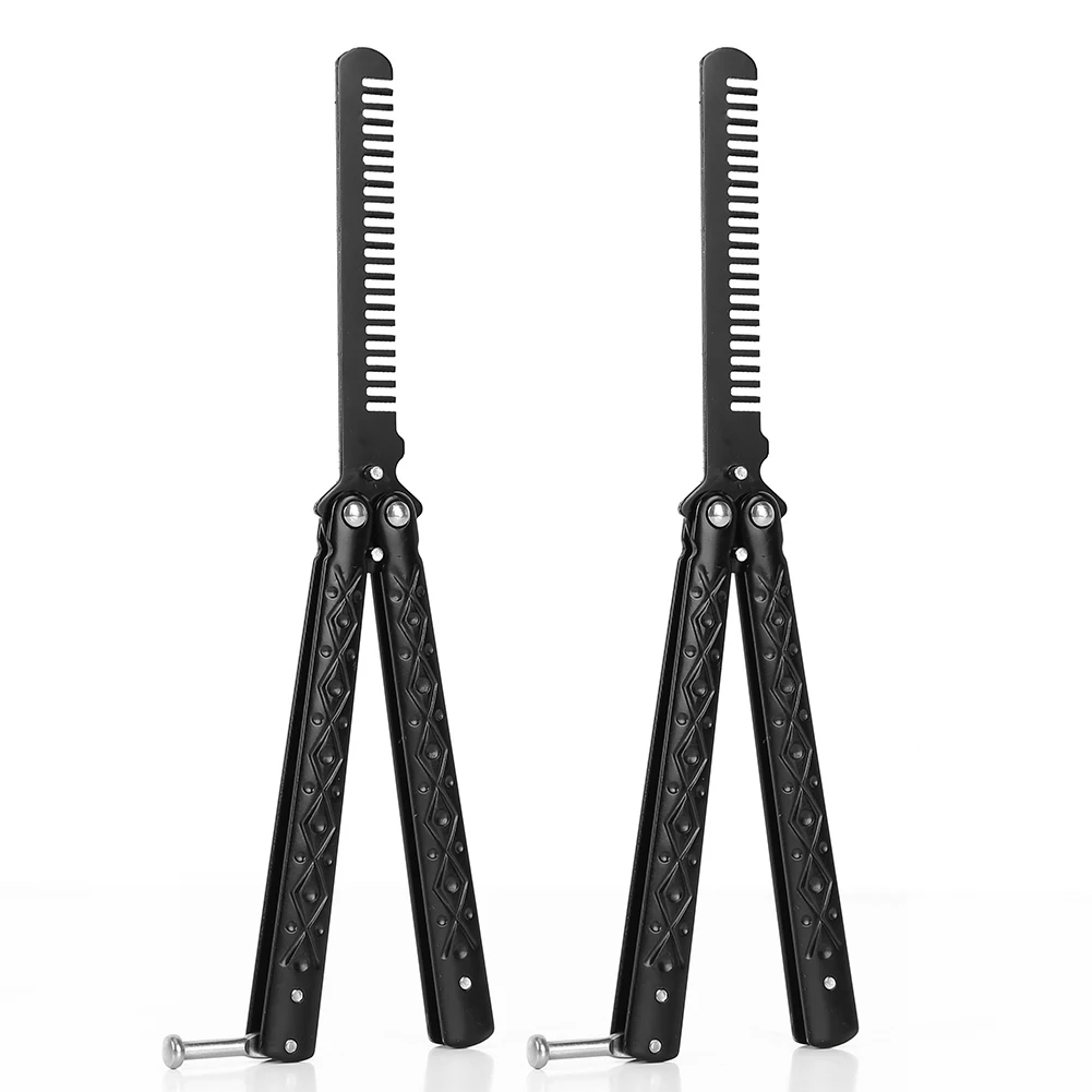 2pcs Foldable Comb Stainless Steel Practice Training Butterfly Knife ...