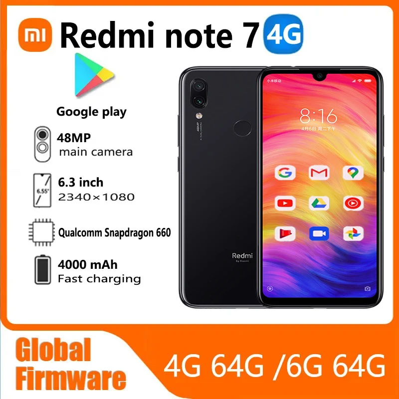 Xiaomi-tel-fono-inteligente-Redmi-Note-7-Smartphone-Original-con-firmware-Global-6G-64G ...
