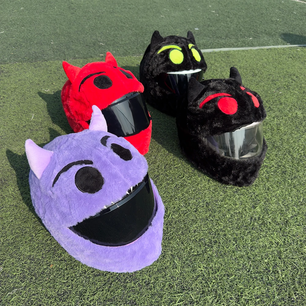 Cartoon Plush Animal Motorcycle Full Helmet Cover Funny Fabric ...