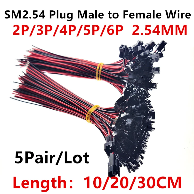 5Pairs-Long-JST-SM-2P-3P-4P-5P-6P-Plug-Male-to-Female-Wire-Connector ...