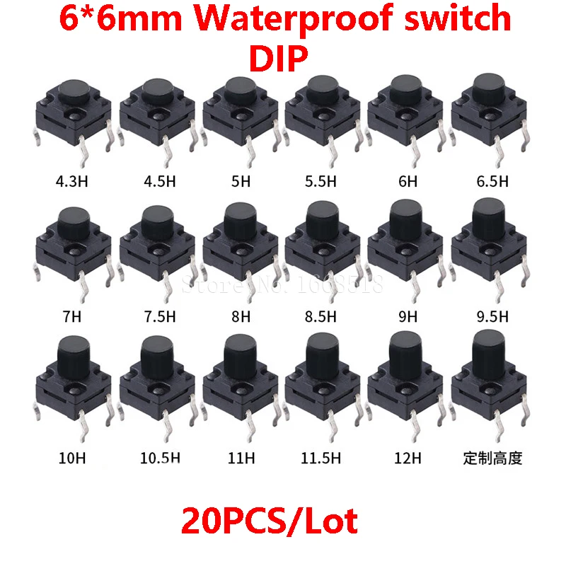20PCS-6X6mm-PCB-Tactile-Mini-Push-Button-Switch-DIP-4pin-Micro-Switch-6 ...