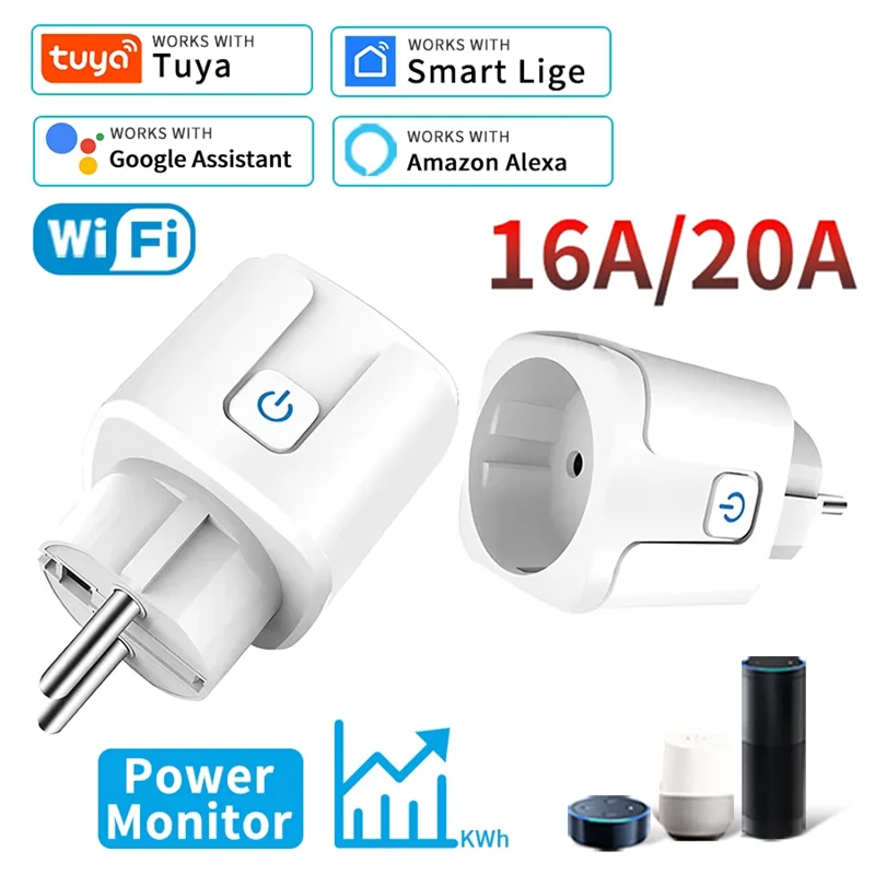 Tuya WIFI Smart Socket EU 16 20A 100-240V for Smart Plug with Power ...