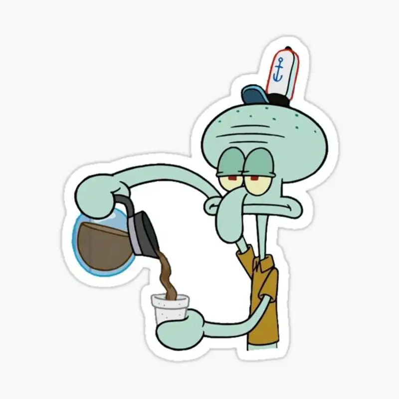 Squidward Coffee Sticker for Laptop Decor Bedroom Car Cute Cartoon Art ...