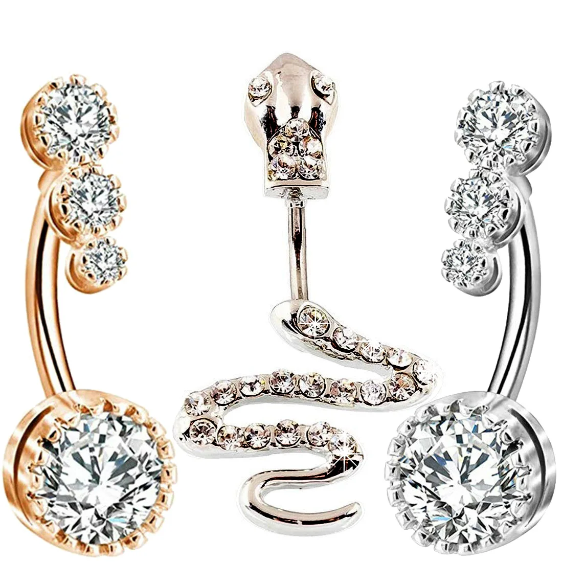 Crystal-Zircon-Piercing-Belly-Button-Rings-for-Women-Girls-Navel-Ring ...